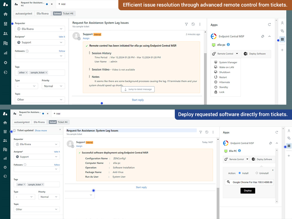 Endpoint Central MSP App Integration with Zendesk Support Endpoint Central MSP App Integration with Zendesk Support